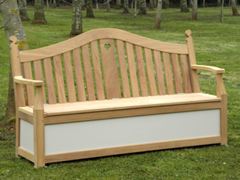 Newport Storage Bench – Handmade Garden Bench in Oak, Iroko & Accoya ...